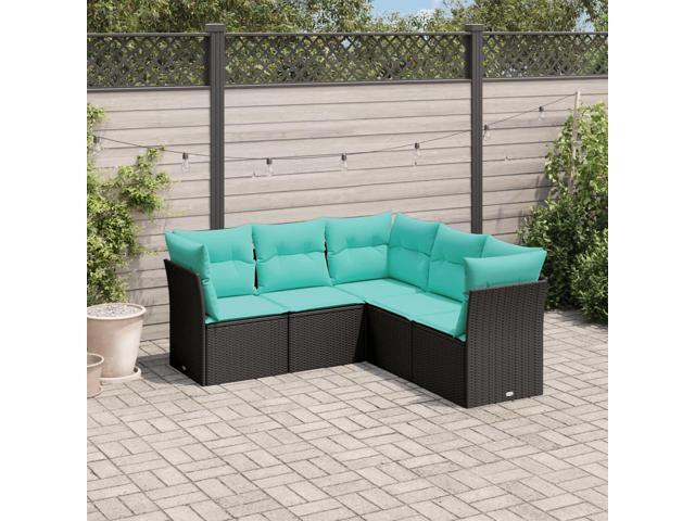 Click here for vidaXL Garden Sofa Set Black PE Rattan 5 Piece Mod... prices