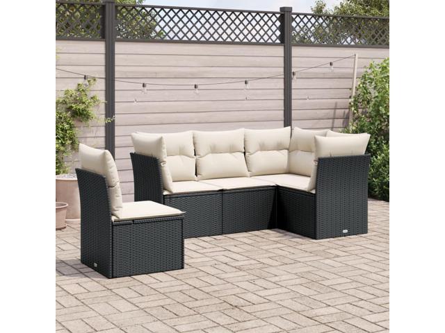 Click here for vidaXL Garden Sofa Set Black  Cream White PE ratta... prices