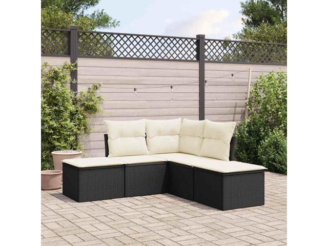 Click here for vidaXL Garden Sofa Set Black PE rattan  powder-coa... prices