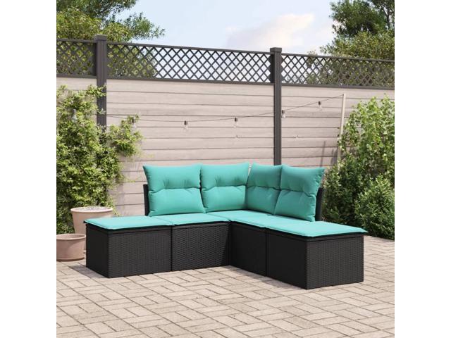 Click here for vidaXL Garden Sofa Set Black PE rattan 5 Piece Set prices