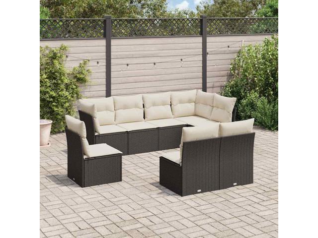 Click here for vidaXL Garden Sofa Set Black PE Rattan Large Modul... prices