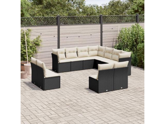 Click here for vidaXL Garden Sofa Set Black PE Rattan Large Adjus... prices