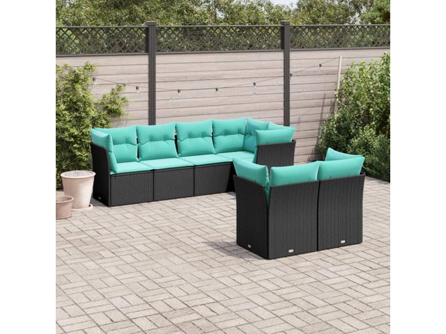 Click here for vidaXL Garden Sofa Set Black PE rattan  powder-coa... prices
