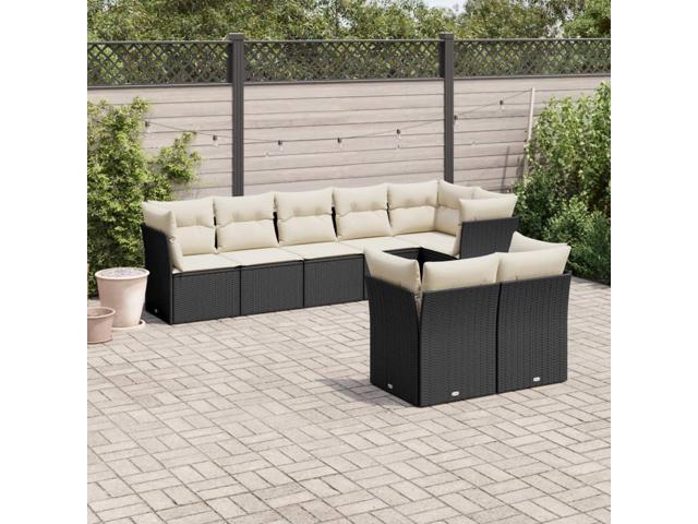Click here for vidaXL Garden Sofa Set Black PE rattan Large Modul... prices