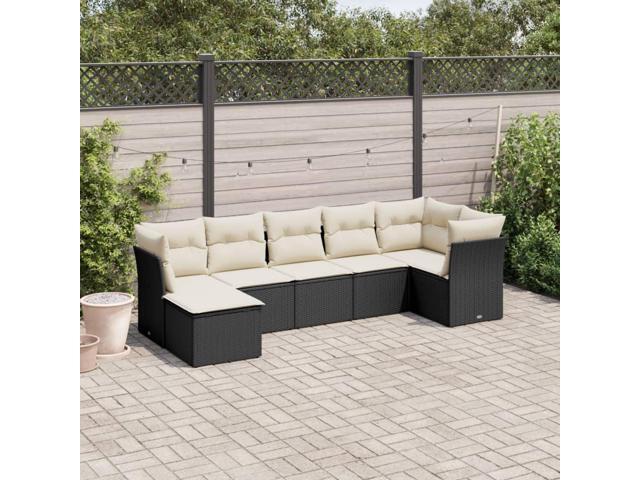 Click here for vidaXL Garden Sofa Set Black PE rattan  powder-coa... prices
