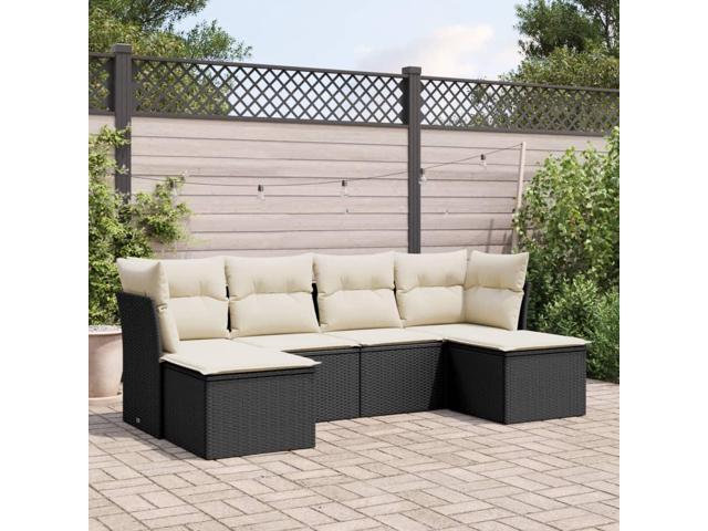 Click here for vidaXL Garden Sofa Set Black PE rattan 6 Piece Dur... prices