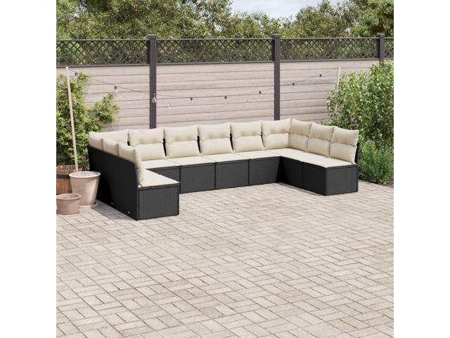 Click here for vidaXL Garden Sofa Set Black Poly Rattan Large Mod... prices