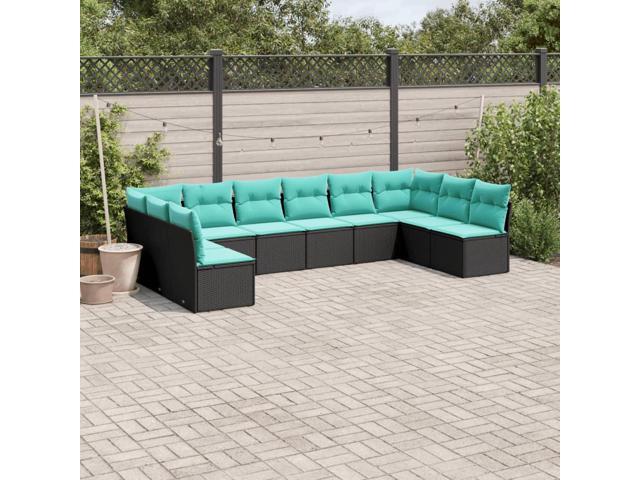 Click here for vidaXL Garden Sofa Set Black PE Rattan Large Adjus... prices