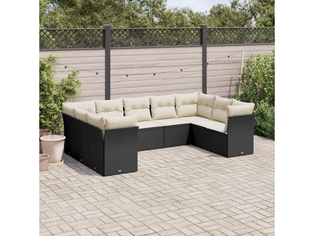 Click here for vidaXL Garden Sofa Set Black PE Rattan Large Adjus... prices