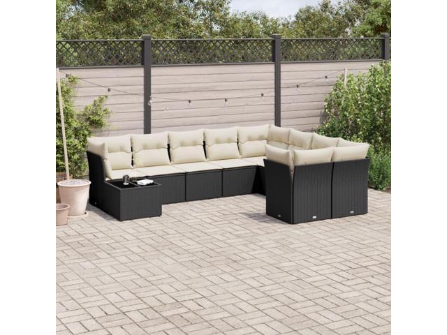 Click here for vidaXL Garden Sofa Set Black PE Rattan Large Modul... prices
