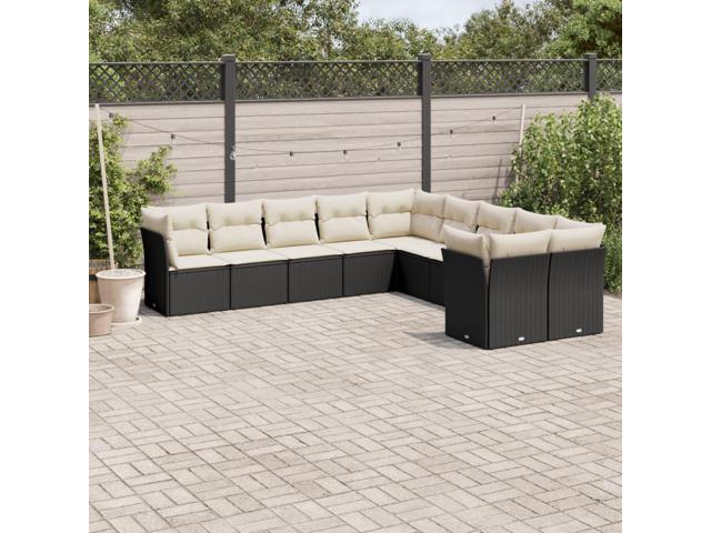 Click here for vidaXL Garden Sofa Set Black PE Rattan 10 Piece Se... prices