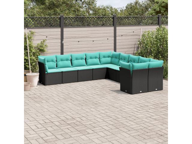 Click here for vidaXL Garden Sofa Set Black PE rattan  powder-coa... prices