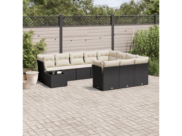 Click here for vidaXL Garden Sofa Set Black PE rattan Large Modul... prices