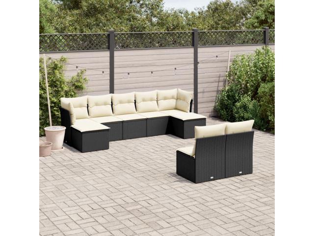 Click here for vidaXL Garden Sofa Set Black Poly Rattan 9 Piece M... prices