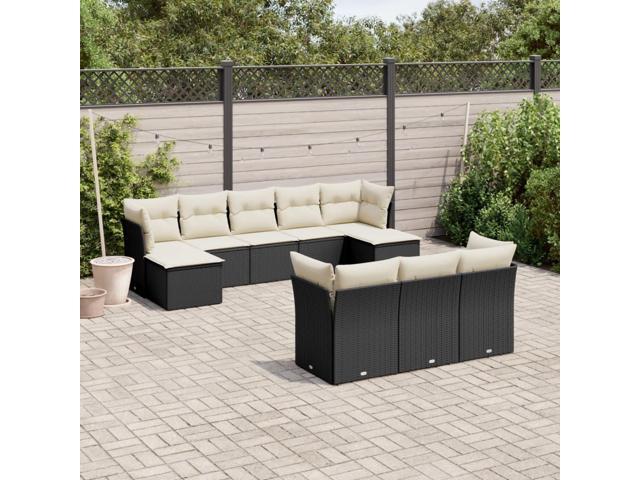 Click here for vidaXL Garden Sofa Set Black PE rattan Large Adjus... prices