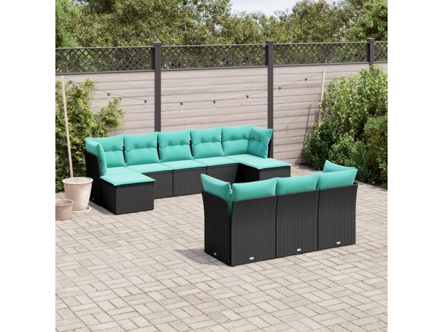 Click here for vidaXL Patio Sofa Set Black  Blue PE rattan  Powde... prices