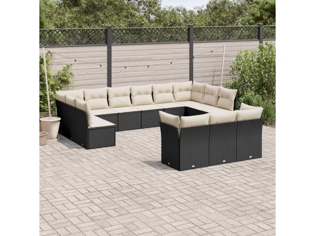 Click here for vidaXL Garden Sofa Set Black PE Rattan Large Adjus... prices