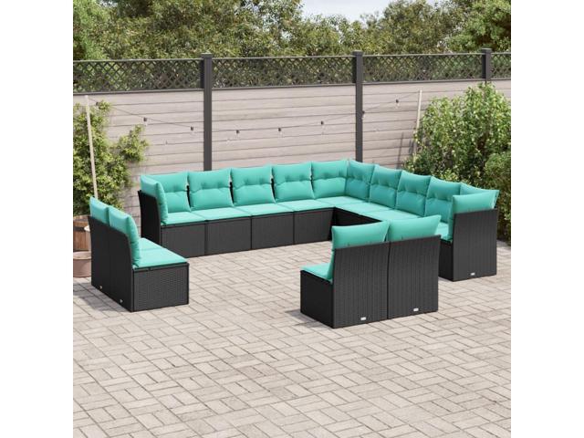 Click here for vidaXL Patio Sofa Set Black PE rattan  powder-coat... prices