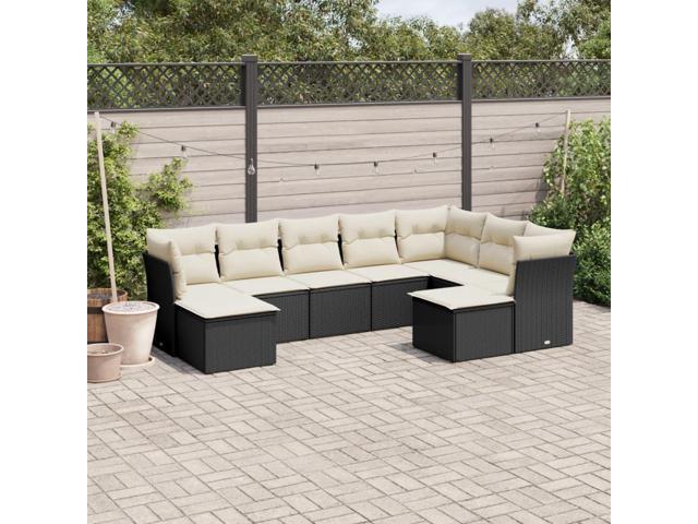 Click here for vidaXL Garden Sofa Set Black PE Rattan Large Adjus... prices