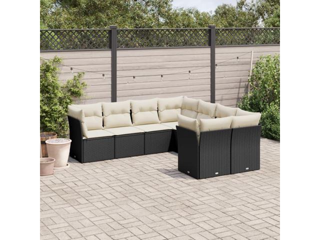 Click here for vidaXL Garden Sofa Set Black Poly Rattan 8 Piece M... prices