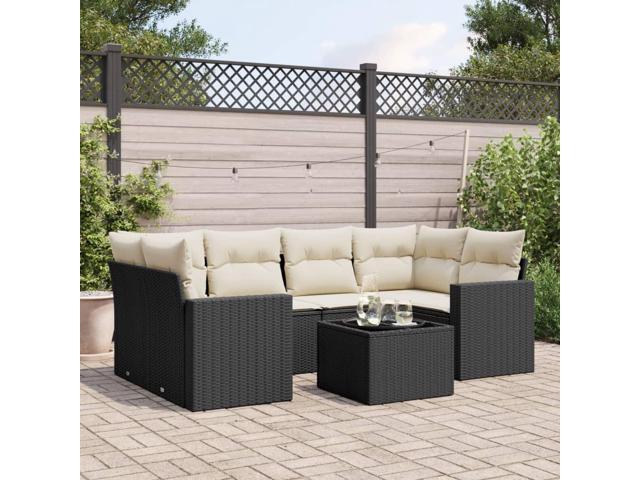 Click here for vidaXL Garden Sofa Set Black PE Rattan Large Modul... prices