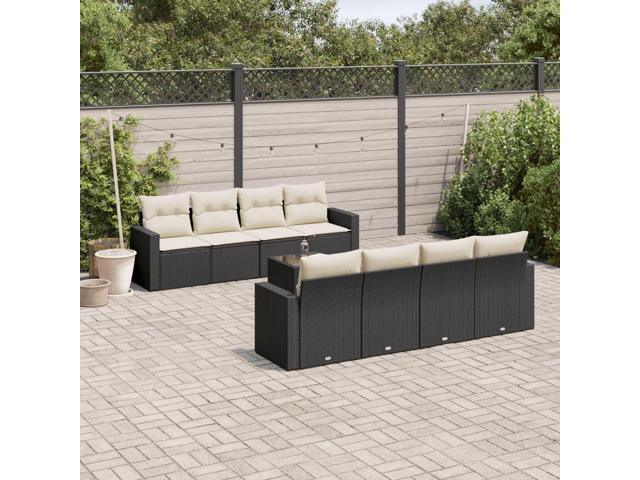 Click here for vidaXL Garden Sofa Set Black PE rattan  powder-coa... prices