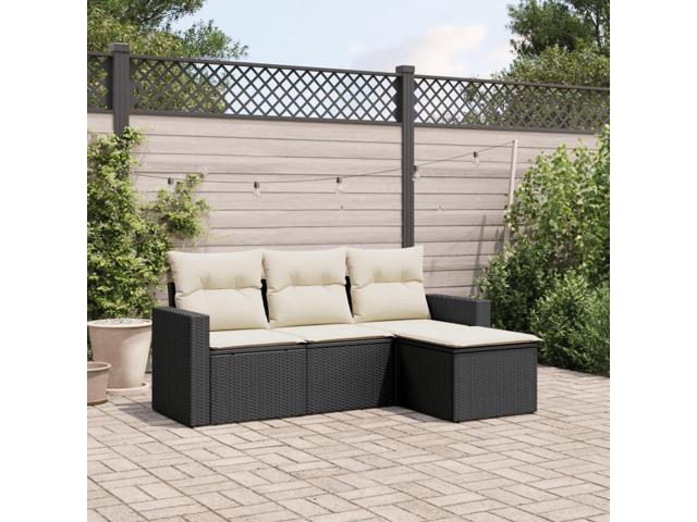 Click here for vidaXL Garden Sofa Set Black  Cream PE rattan 4 Pi... prices