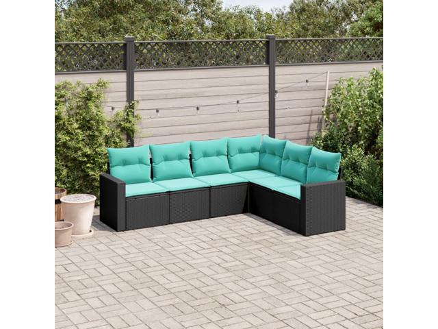 Click here for vidaXL Garden Sofa Set Black  Blue PE Rattan  Powd... prices