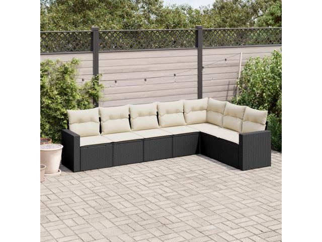 Click here for vidaXL Garden Sofa Set Black PE Rattan Large Adjus... prices