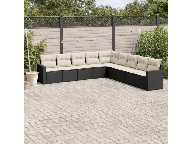 Click here for vidaXL Garden Sofa Set Black PE Rattan Large Modul... prices