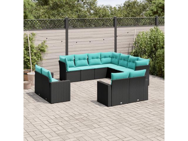 Click here for vidaXL Garden Sofa Set Black PE Rattan  Powder-Coa... prices