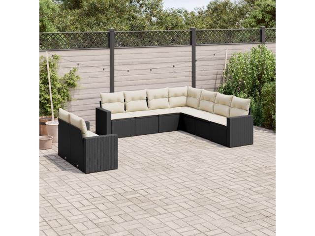 Click here for vidaXL Garden Sofa Set Black PE Rattan Large Adjus... prices