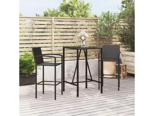 Click here for vidaXL Garden Bar Set Black PE rattan  powder-coat... prices