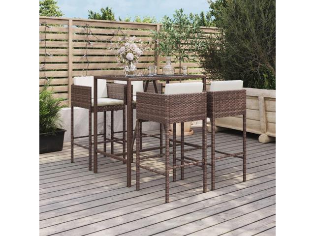 Click here for vidaXL Garden Bar Set Brown PE Rattan Large Durabl... prices