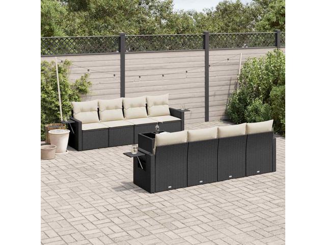 Click here for vidaXL Garden Sofa Set Black PE rattan 9 Piece Set... prices
