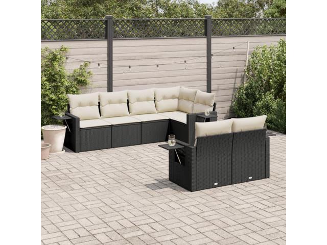 Click here for vidaXL Garden Sofa Set Black  Cream White PE ratta... prices