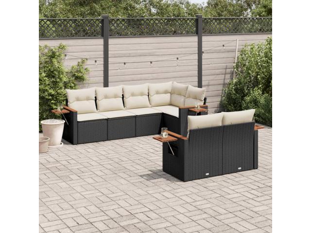 Click here for vidaXL Garden Sofa Set Black PE Rattan Large Detac... prices