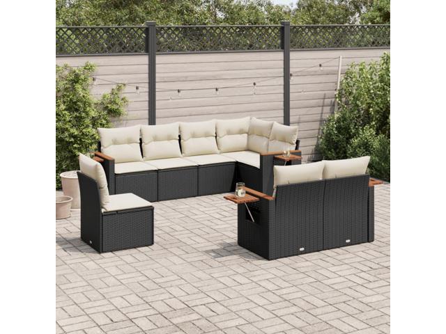 Click here for vidaXL Garden Sofa Set Black PE rattan Large Adjus... prices