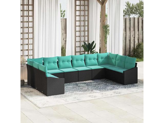 Click here for vidaXL Garden Sofa Set 10 pcs Black and Turquoise... prices