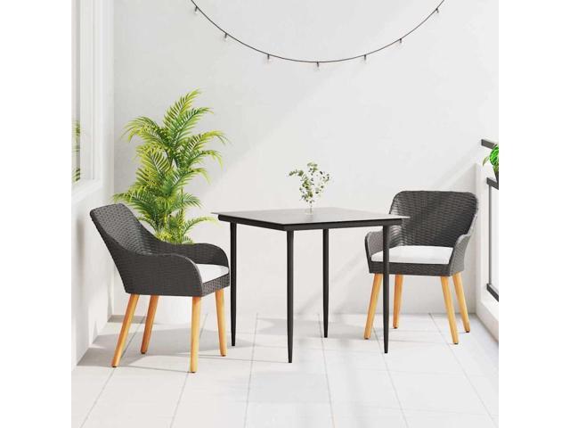 Click here for vidaXL Garden Dining Set with Cushion 3 pcs Black... prices
