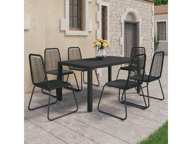 Click here for vidaXL Dining Set Black PVC Rattan  Aluminum  Powd... prices
