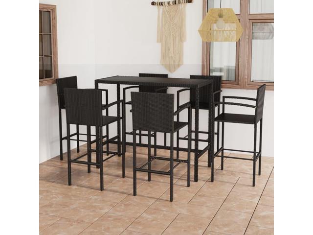Click here for vidaXL Garden Bar Set Black PE rattan  powder-coat... prices