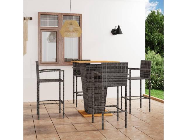 Click here for vidaXL Garden Bar Set Grey PE rattan  powder-coate... prices
