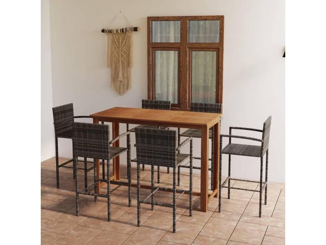 Click here for vidaXL Garden Bar Set Grey  Wood prices