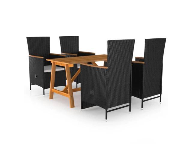 Click here for vidaXL Dining Set Black Solid acacia wood  PE ratt... prices