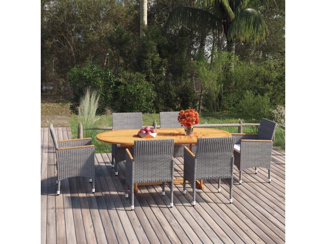 Click here for vidaXL Dining Set Grey Solid Acacia Wood Medium Ex... prices