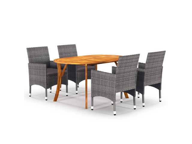 Click here for vidaXL Dining Set Grey Solid Acacia Wood  PE Ratta... prices