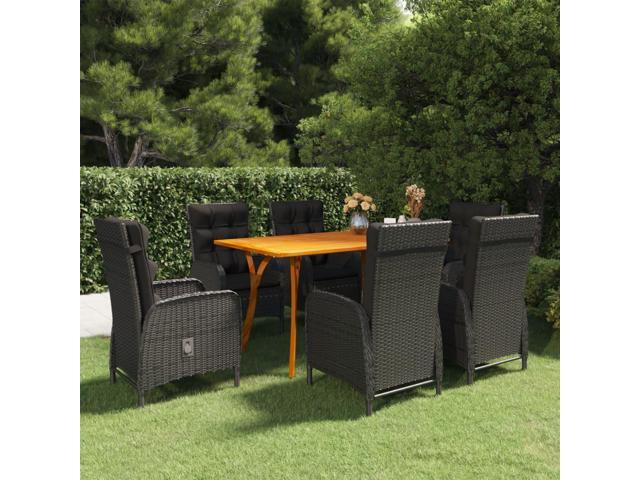 Click here for vidaXL Dining Set Black Solid Acacia Wood Large Du... prices