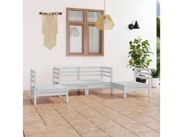 Click here for vidaXL Garden Lounge Set White Solid Pine Wood Med... prices