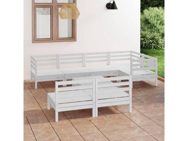 Click here for vidaXL Garden Lounge Set White Solid Pine Standard... prices